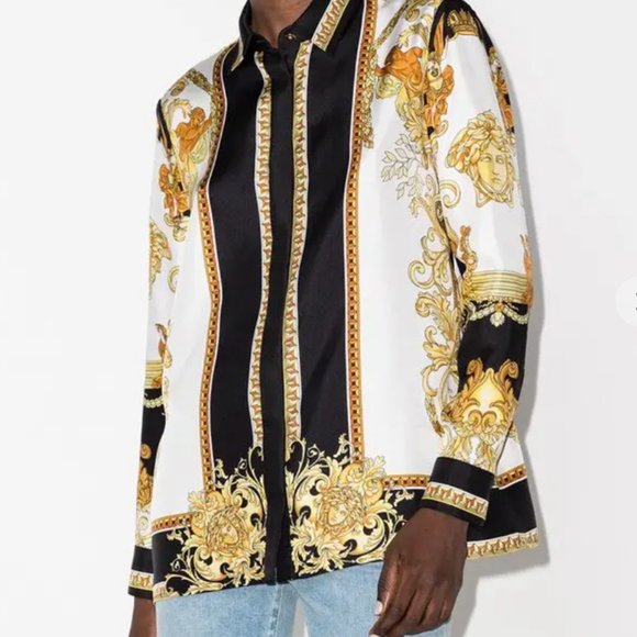Versace | Tops | Versace Medusa Renaissanceprint Silk Shirt | Poshmark